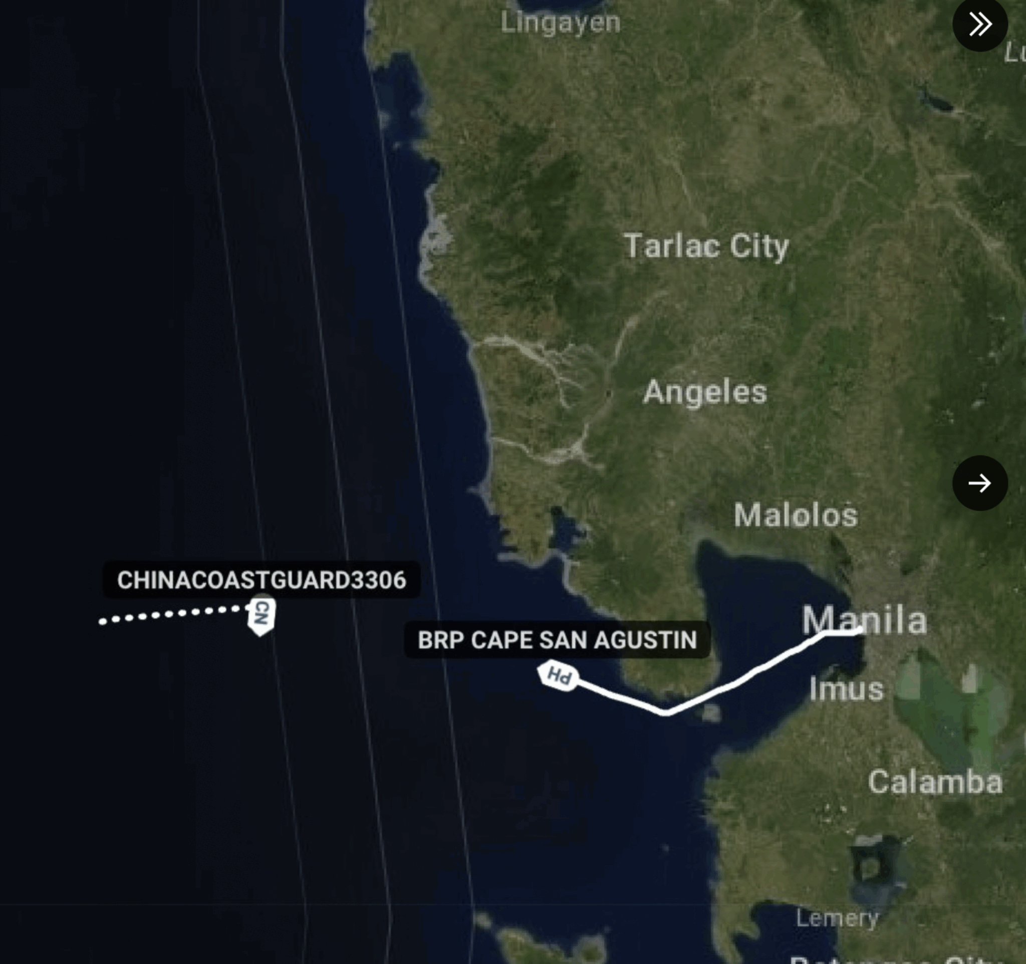 CCG ship spotted ‘pretty close’ to Manila Bay to ‘intercept’ PCG vessel ...