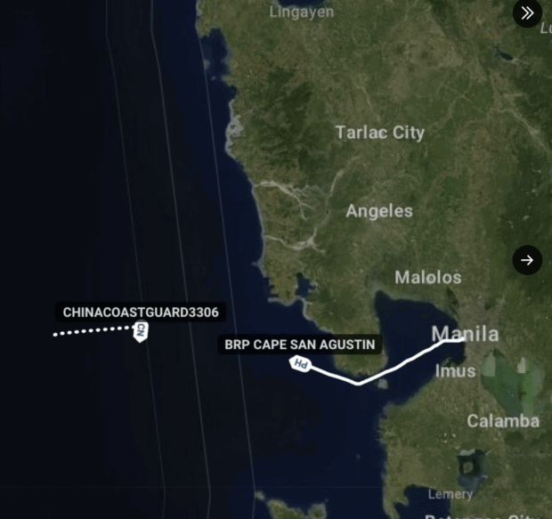 CCG ship spotted ‘pretty close’ to Manila Bay to ‘intercept’ PCG vessel ...
